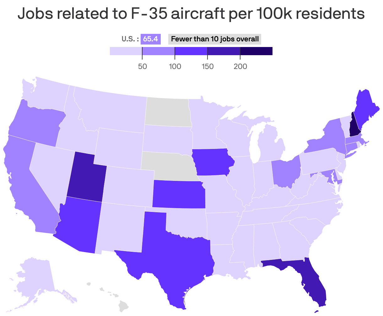 These states have the most F-35 fighter jet jobs