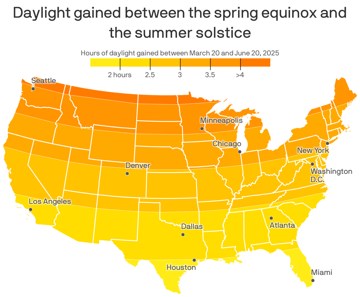 How much daylight you're gaining as spring begins