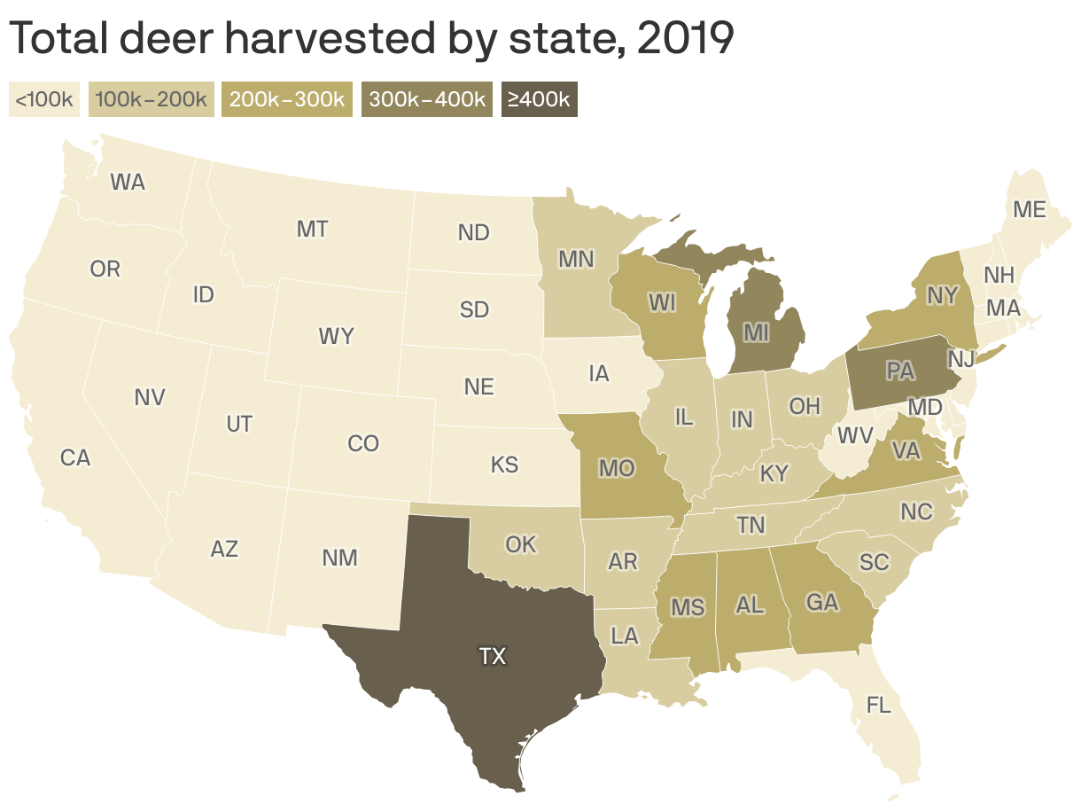 Mapped: How Minnesota's deer harvest compares - Axios Twin Cities