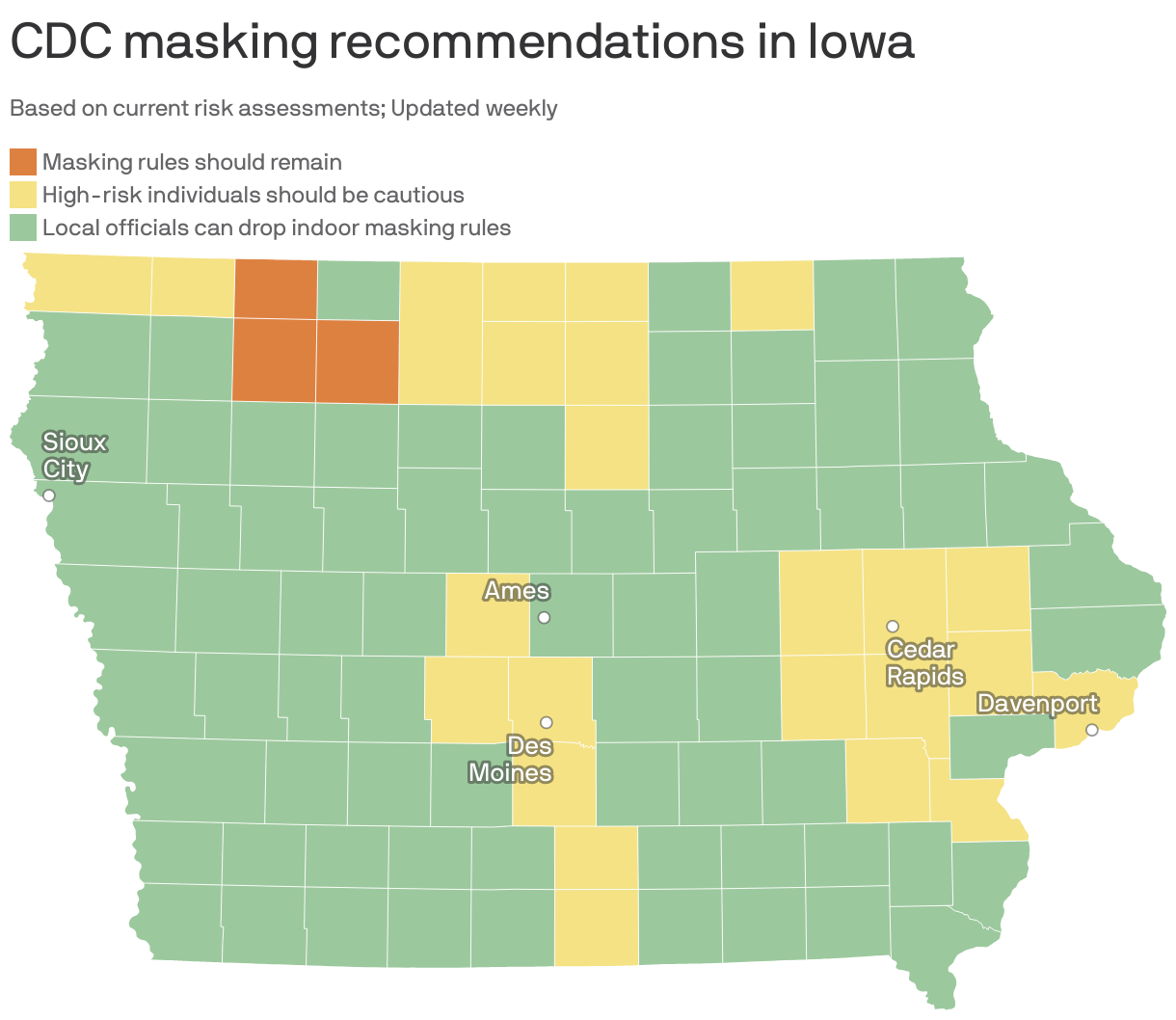 Mapping mask guidance for Iowa counties - Axios Des Moines