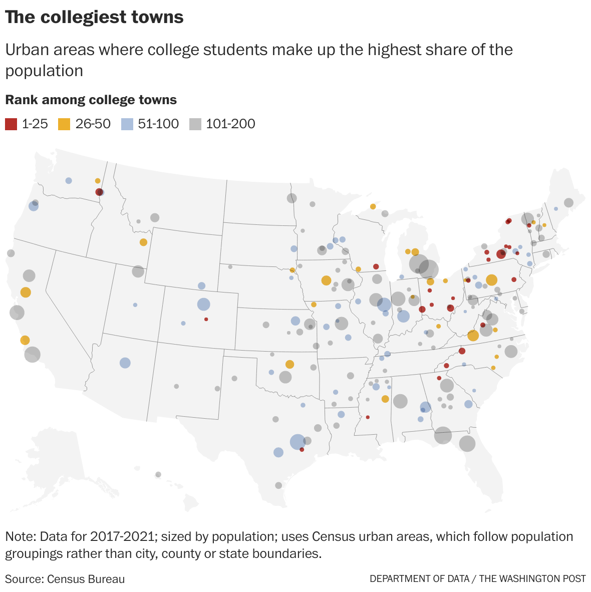 The collegiest college town in every state, and more - The Washington Post