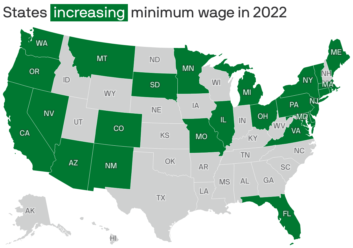 26 states will raise the minimum wage this year