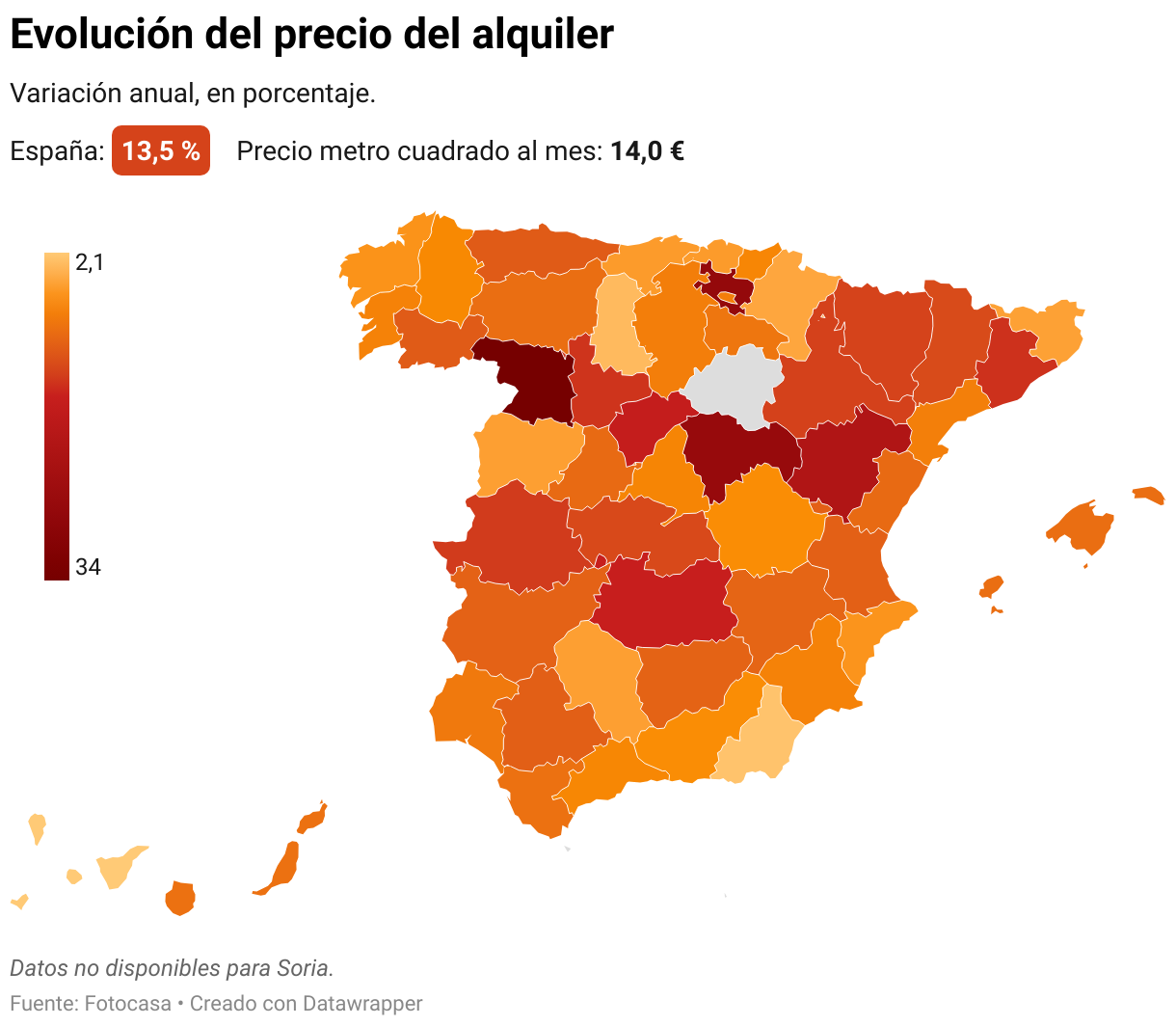 El precio del alquiler aumenta un 13,5% en octubre: ¿dónde sube y dónde ...