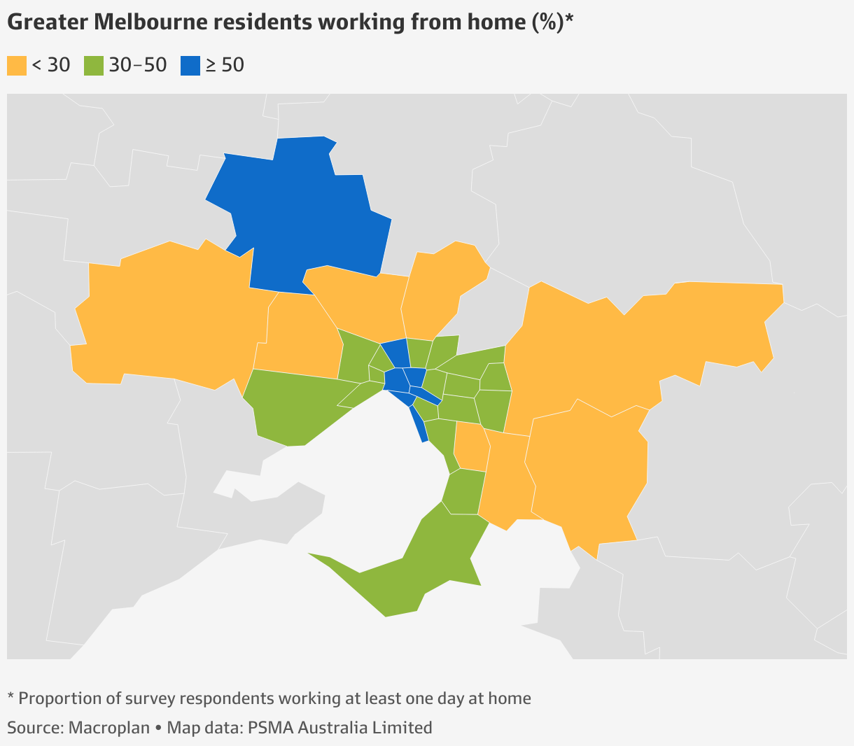 The most WFH electorates in Victoria are held by Libs and Greens