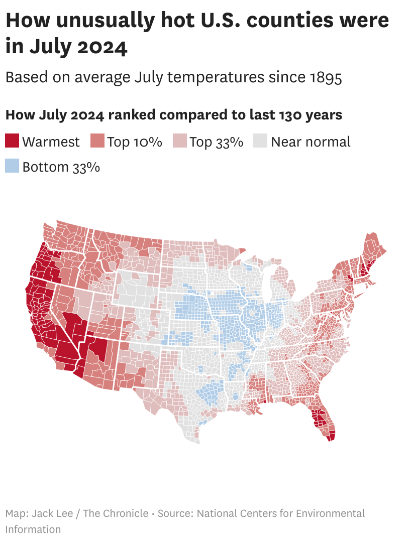California's hottest July ever: 43 counties hit all-time highs