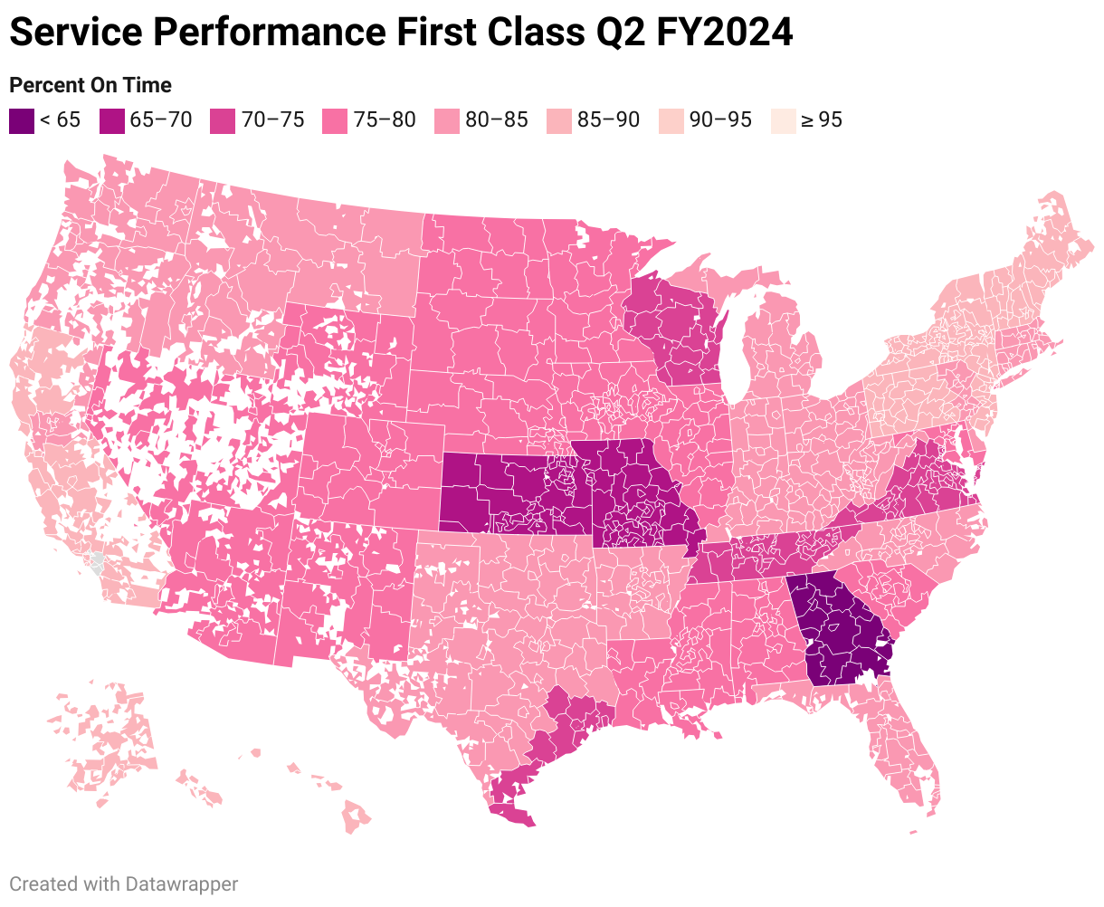 Looking at mail delays by the numbers: USPS Service Performance in Q2 ...
