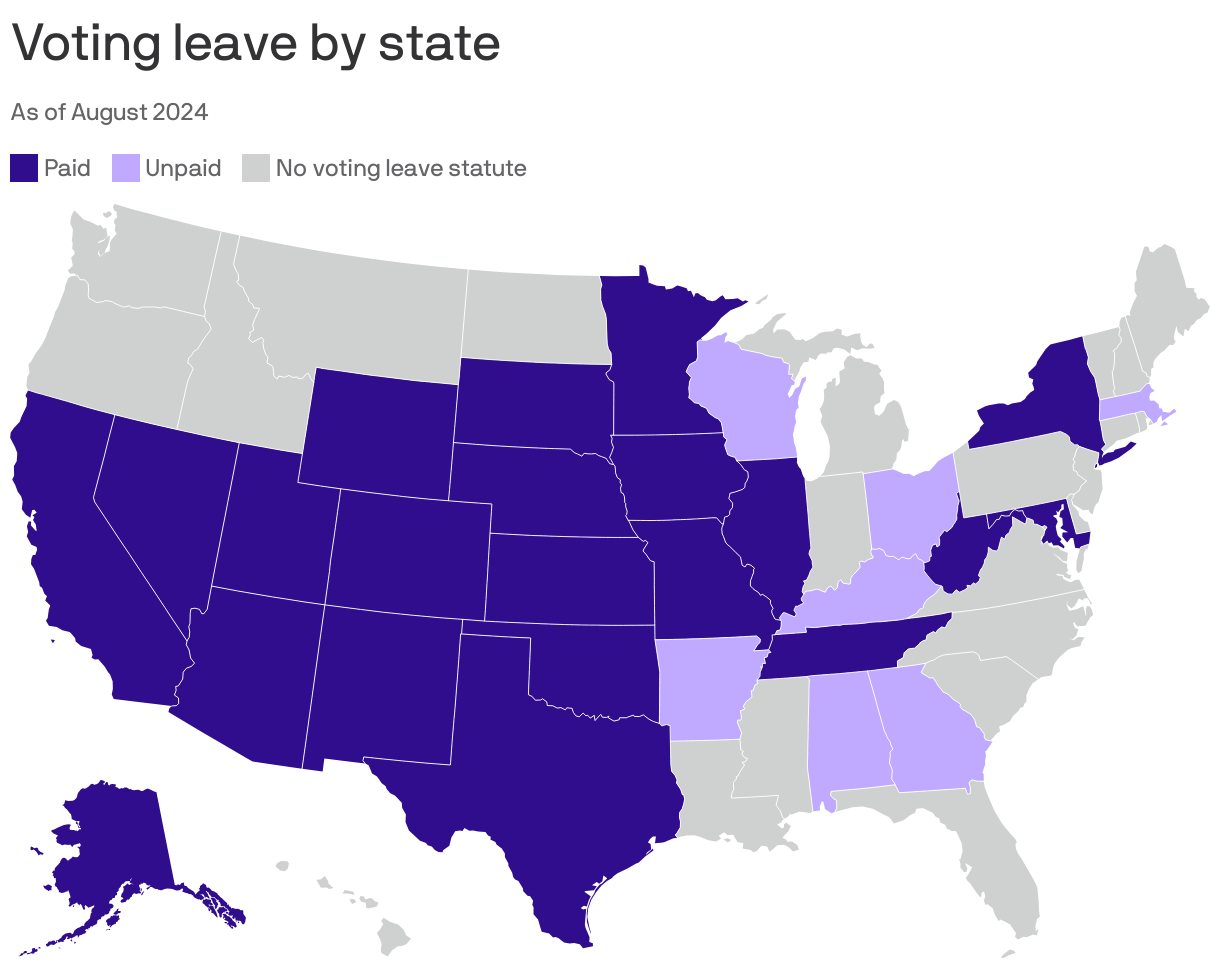 Mapped: What states offer voting leave for employees