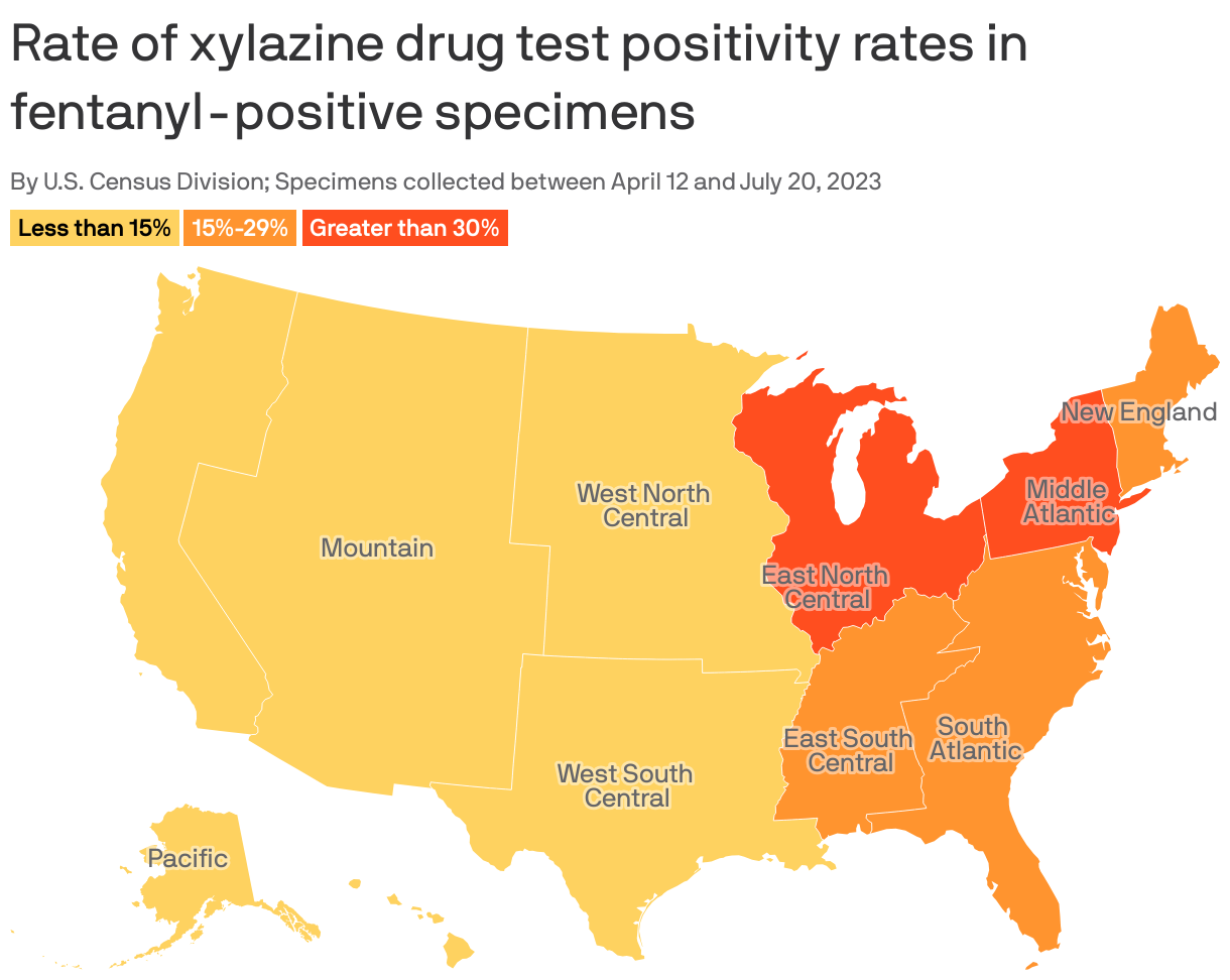 The stark U.S. divide in xylazine use