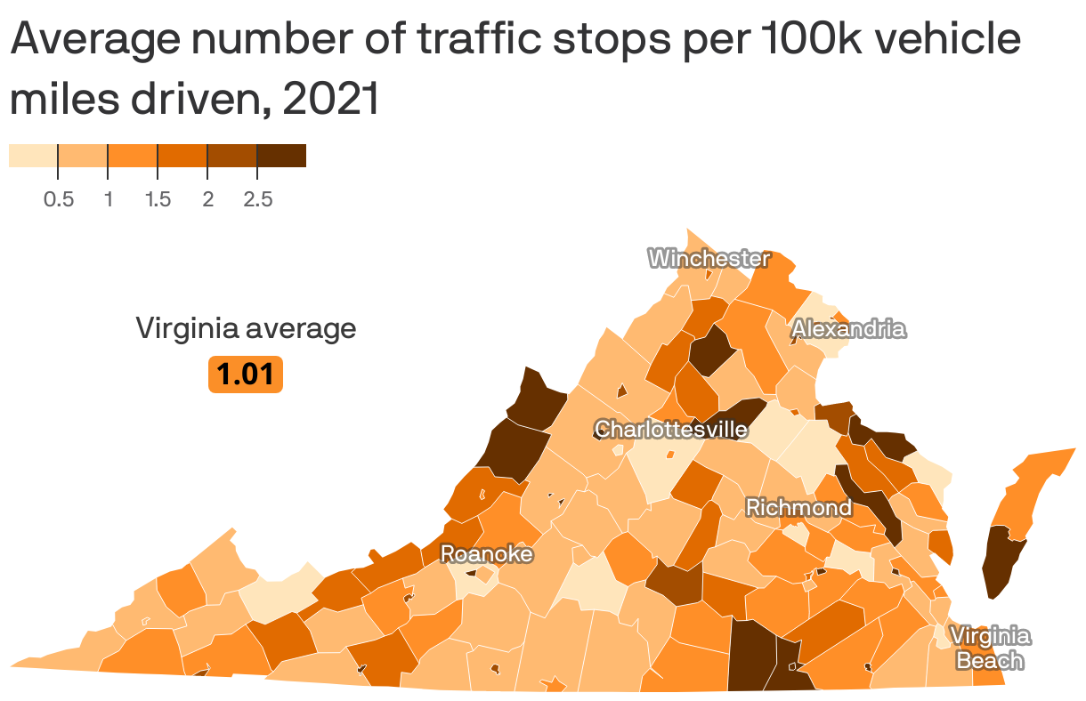 Charted: Richmond police's lax traffic enforcement - Axios Richmond