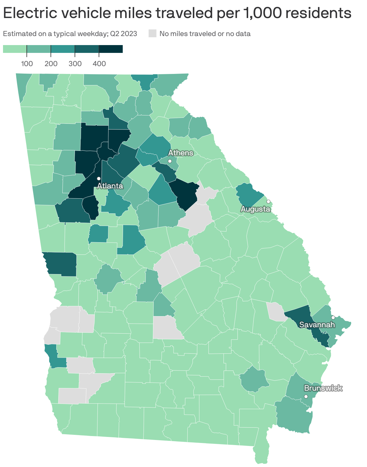 Map: The Georgia counties where electric vehicles are most popular ...