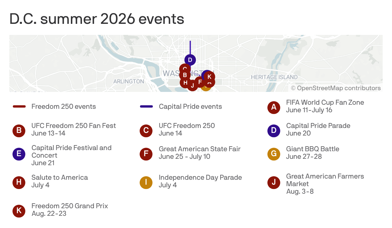 Map: D.C. braces for its biggest summer yet - Axios Washington D.C.