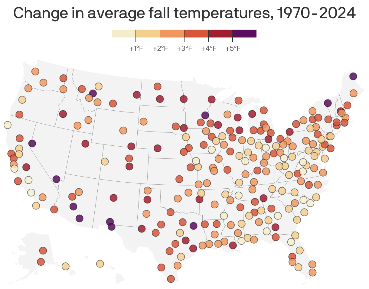 Where fall is warming the most amid climate change