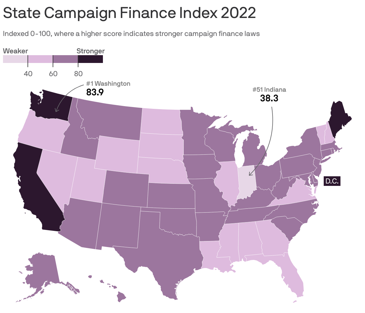 Washington ranks No. 1 for regulating campaign cash. - Axios Seattle