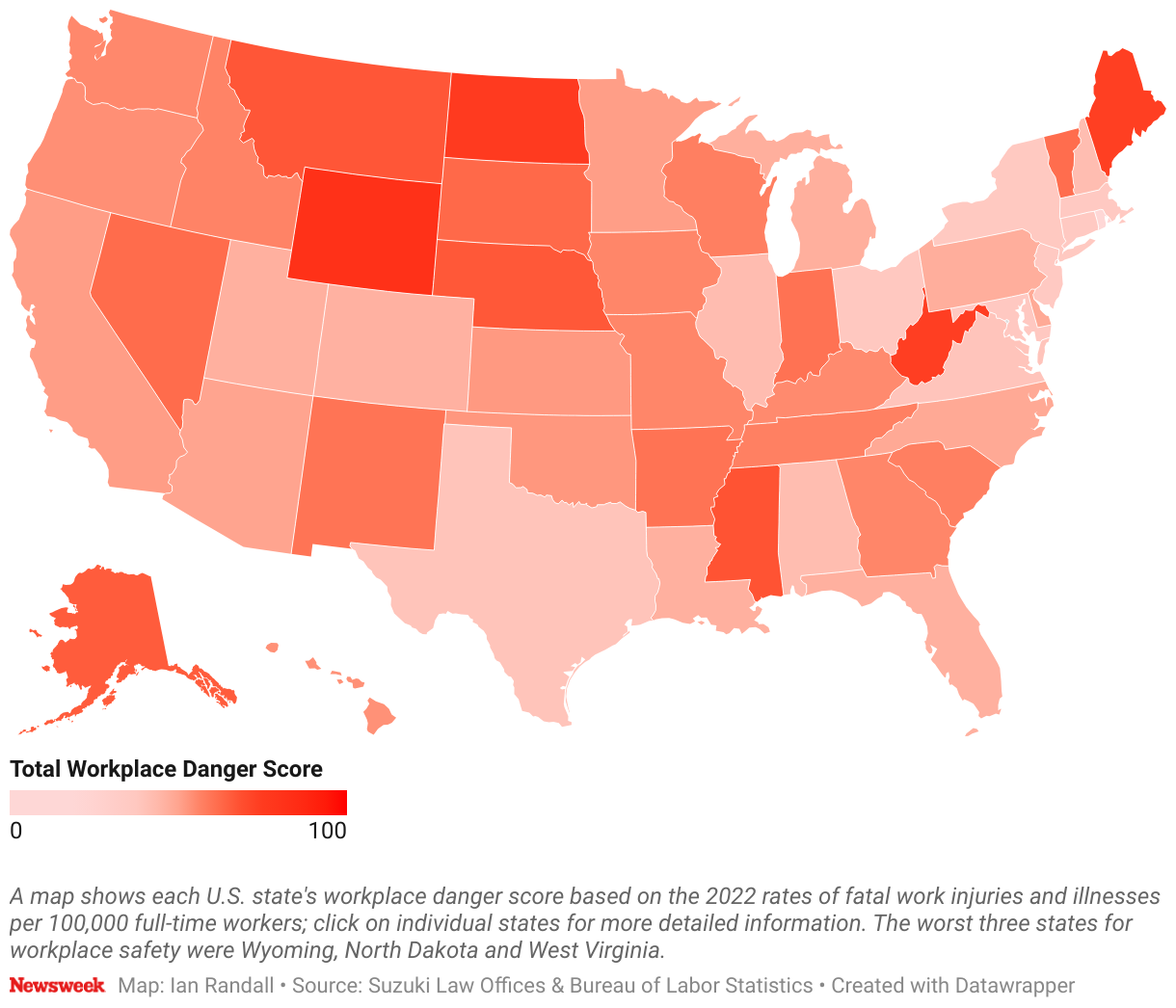 Map Reveals US States With the Most Dangerous Workplaces - Newsweek