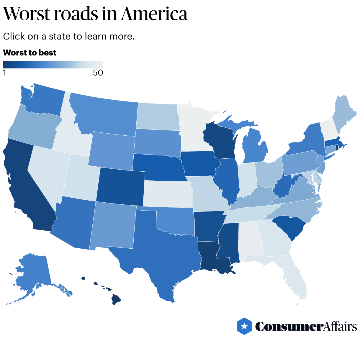 Worst Roads in America, Ranked (2023) | ConsumerAffairs®