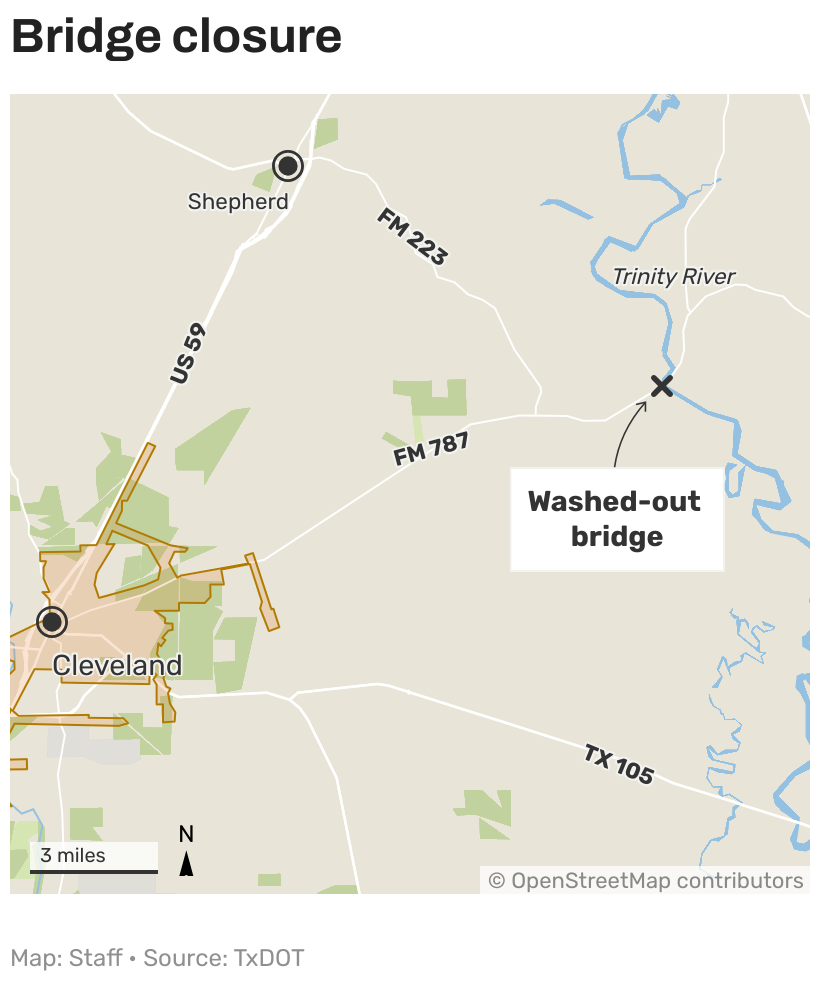 Liberty County bridge over Trinity River collapses in washout