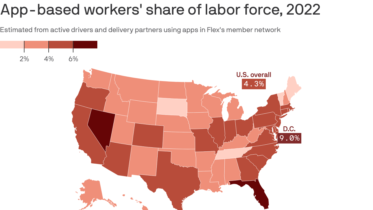 Gig companies' influence: Mapping U.S. workers app-based hotspots