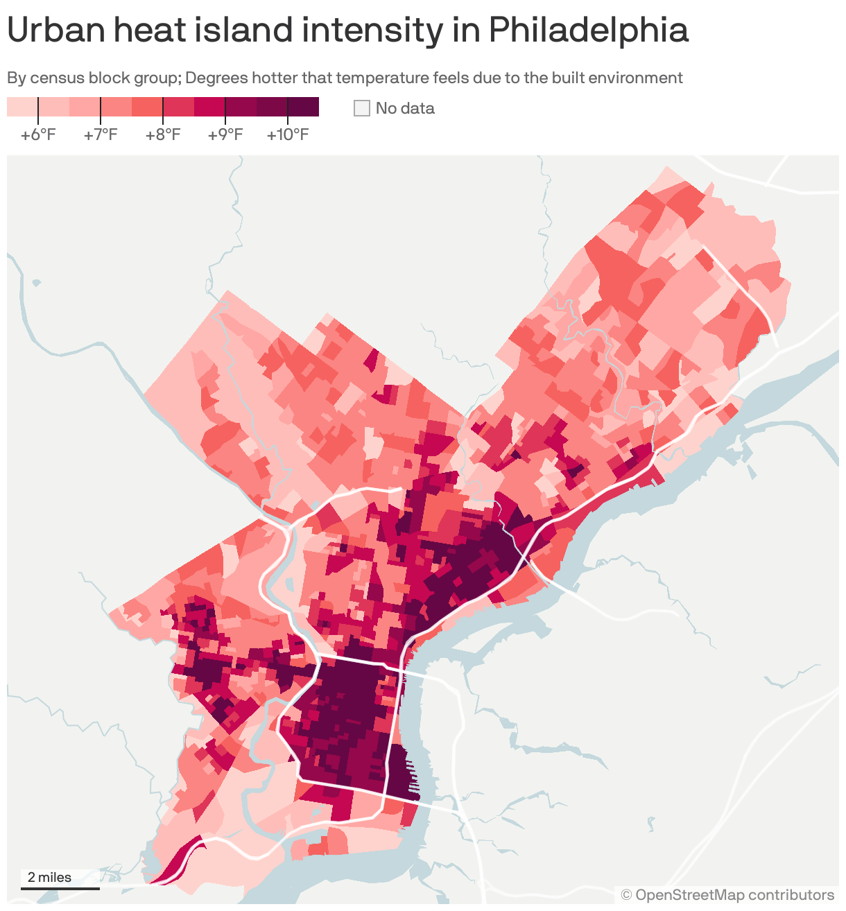 Hottest neighborhoods in Philadelphia due to heat island effect - Axios ...