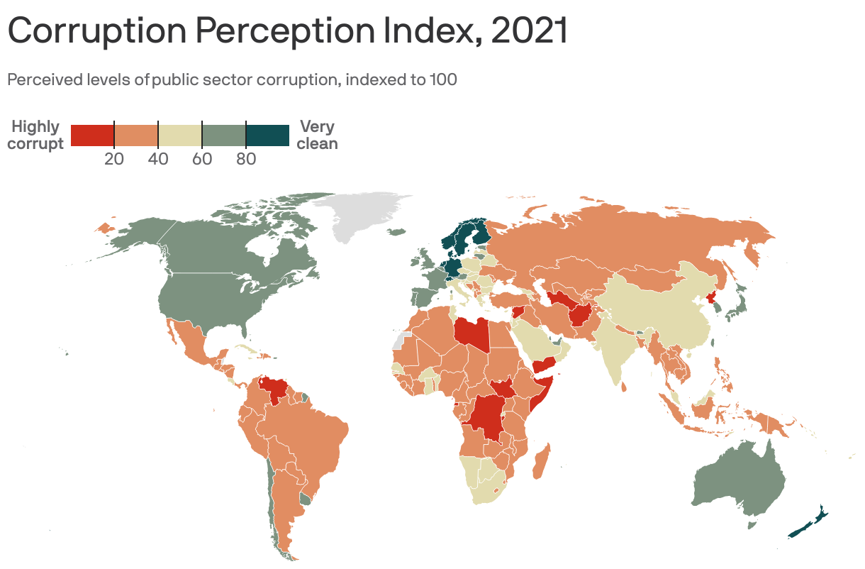 Mapped: The world's most and least corrupt countries