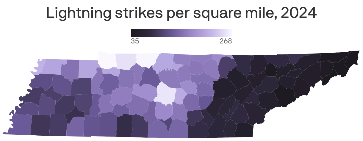 Map: Tracking Tennessee lightning strikes - Axios Nashville