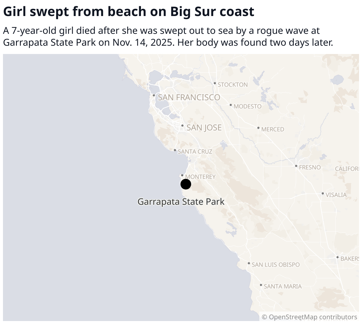 Body of girl swept to out sea in Big Sur CA is found | Fresno Bee