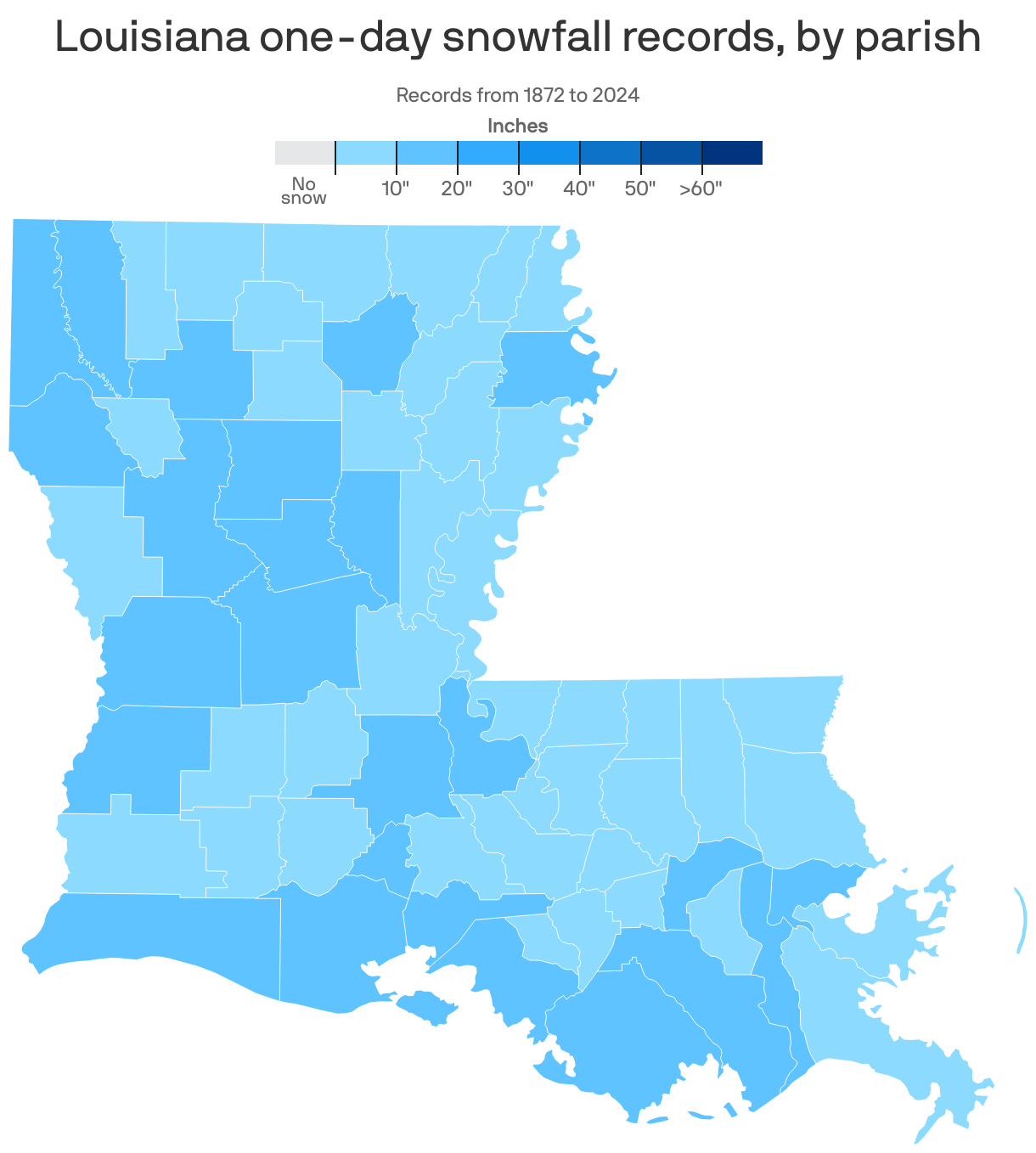 Mapped: Record snowfall totals in Louisiana - Axios New Orleans