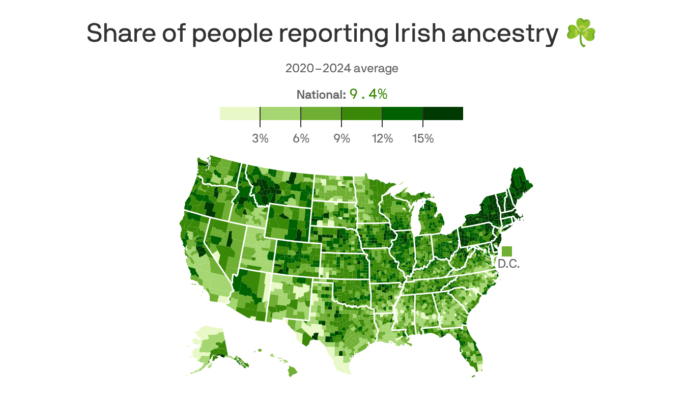 1 map: Irish ancestry in Colorado - Axios Denver