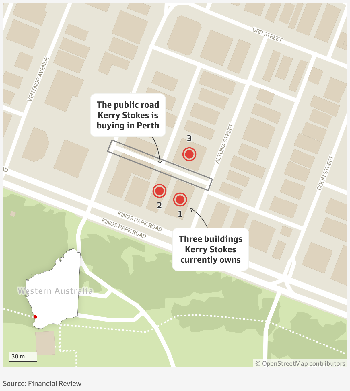 Seven West Media chairman Kerry Stokes wants to buy a public road near ...