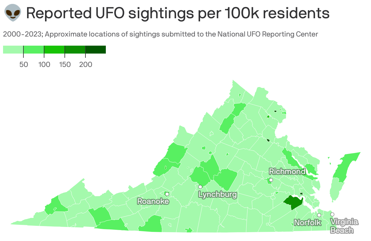 Here's where Virginians might be spotting aliens - Axios Richmond