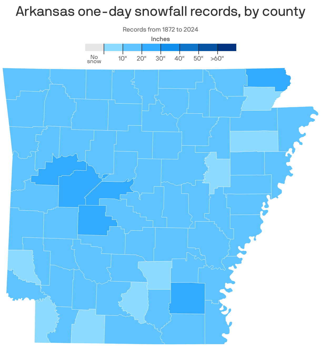 Arkansas' top snow days mapped - Axios NW Arkansas