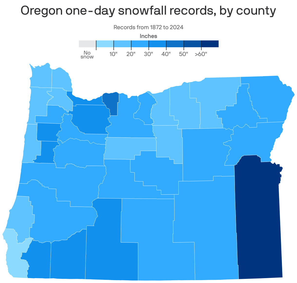 The record one-day snowfall in every Oregon county - Axios Portland