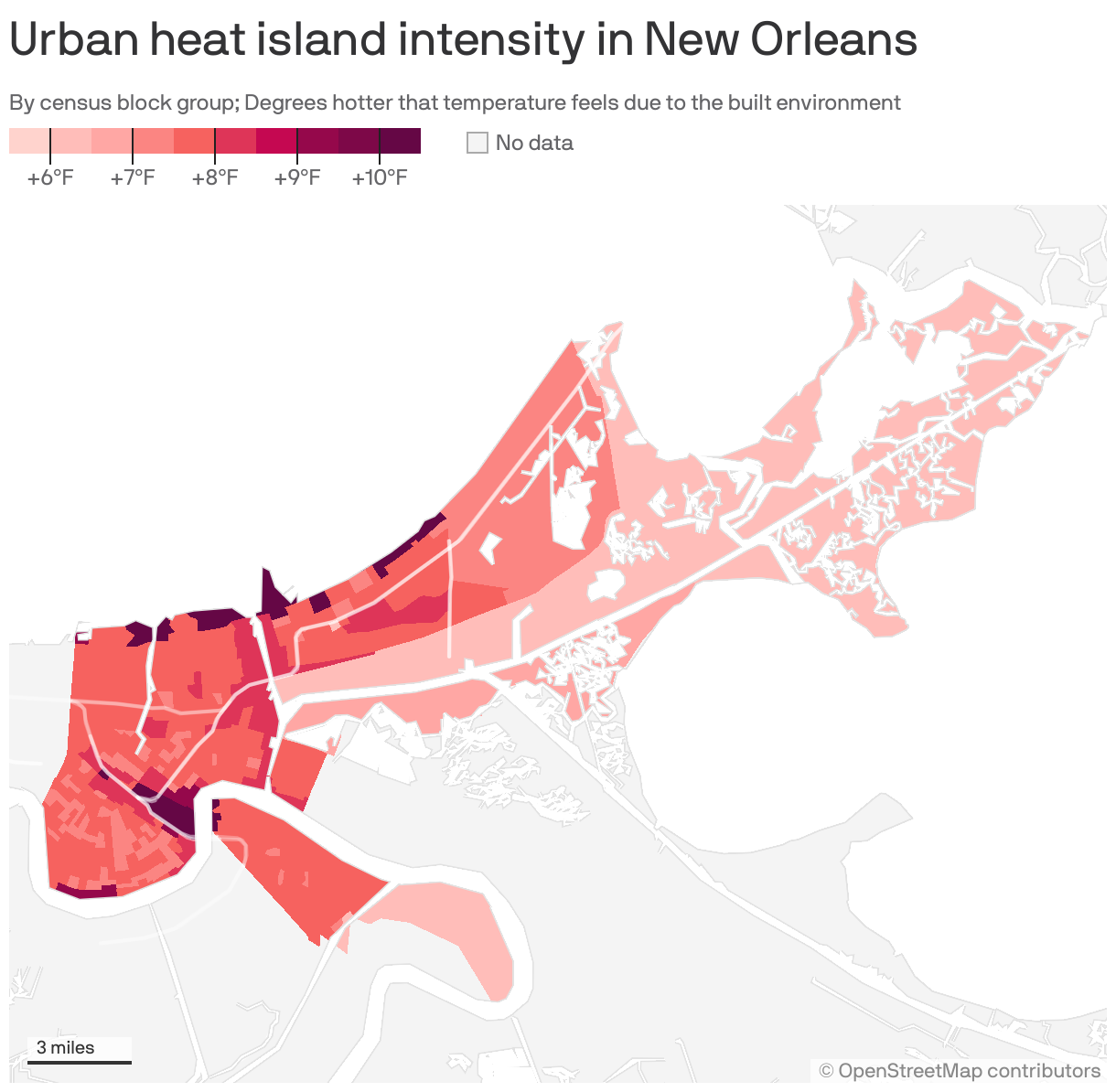 New Orleans' heat island effect, mapped - Axios New Orleans