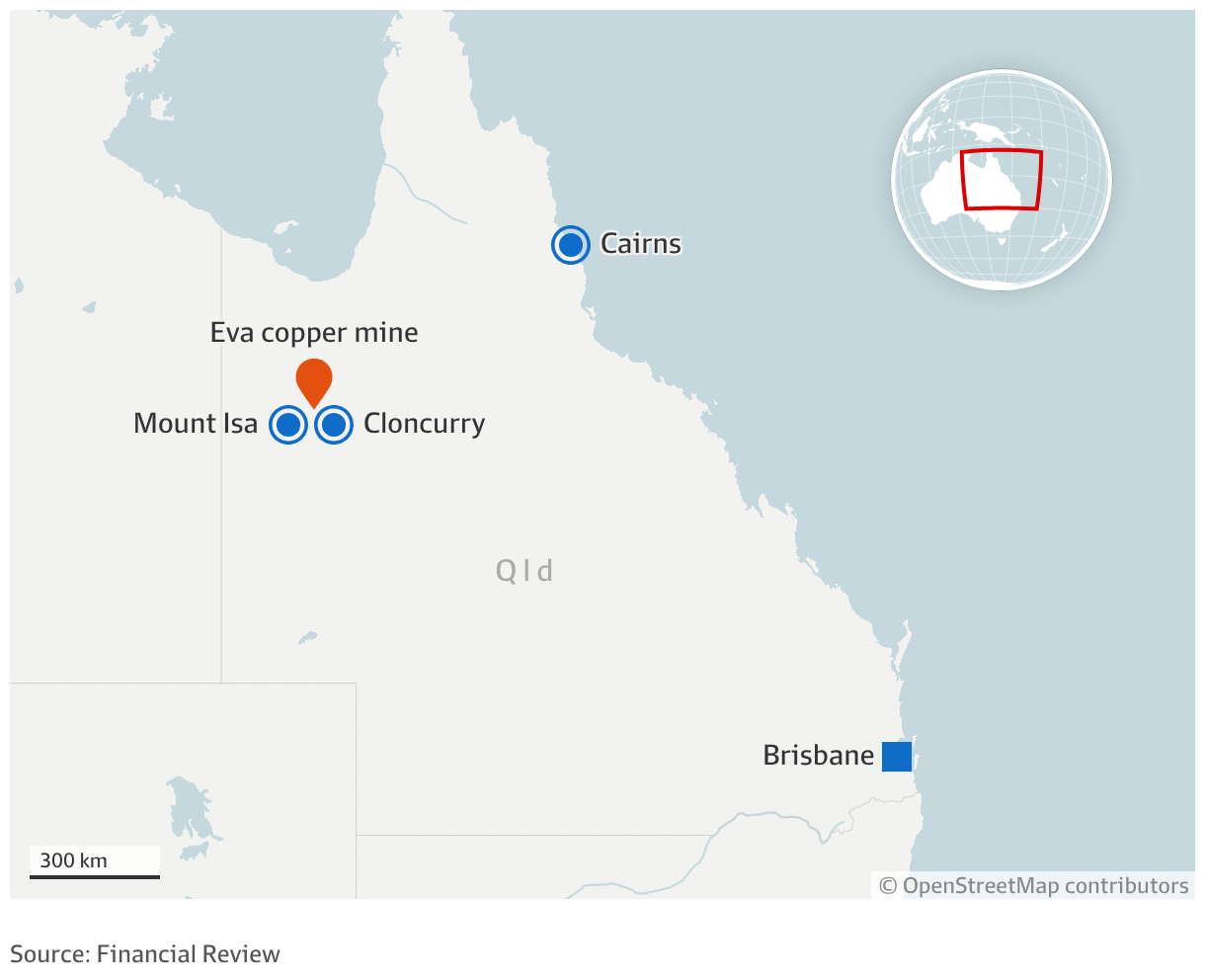 Work paused at Harmony Gold’s Eva copper mine near Cloncurry after blue ...