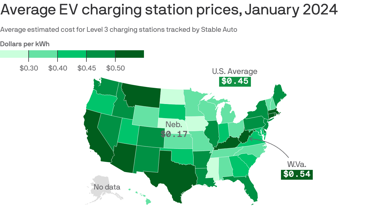 Mapped: EV charging costs in Texas - Axios Dallas