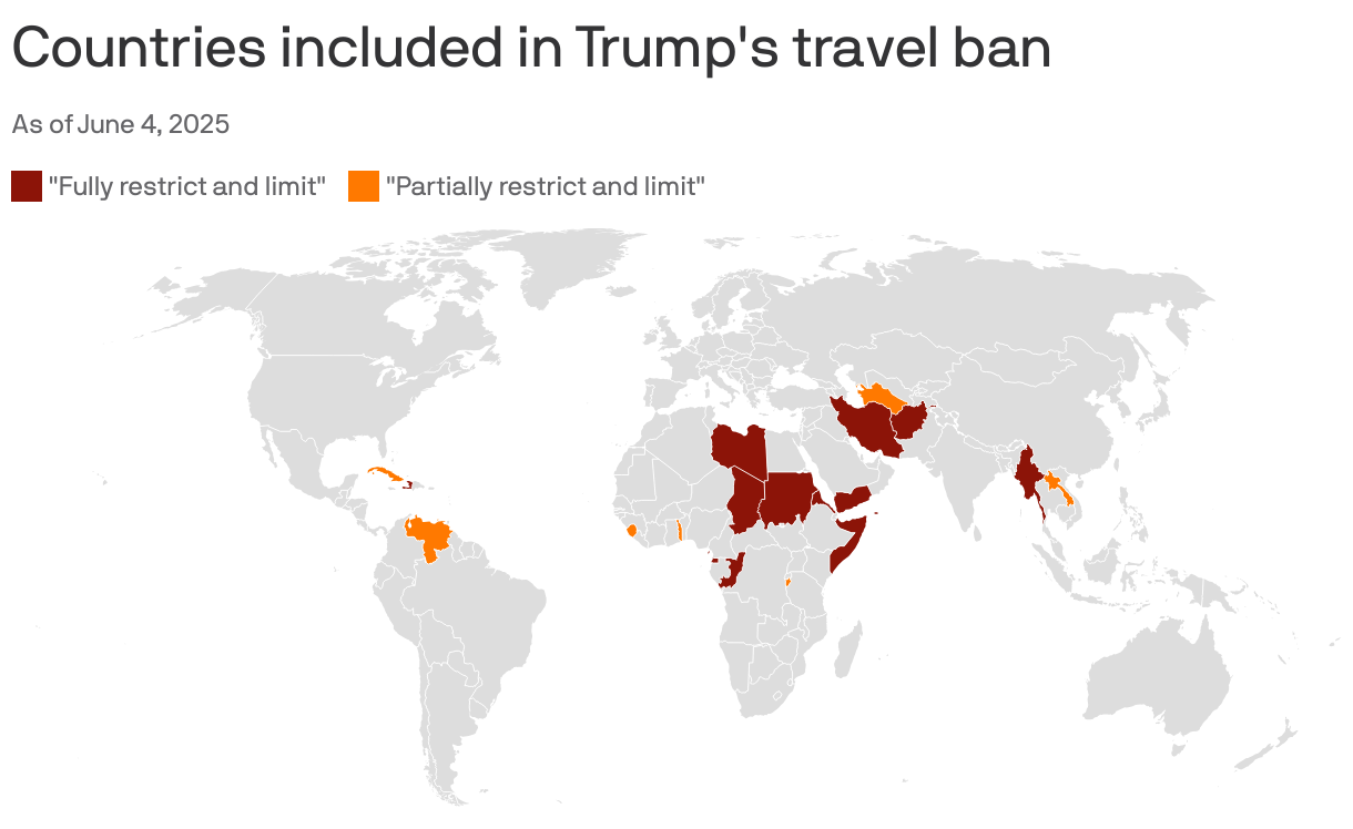 Trump bans 12 countries from travel to US, citing security concerns