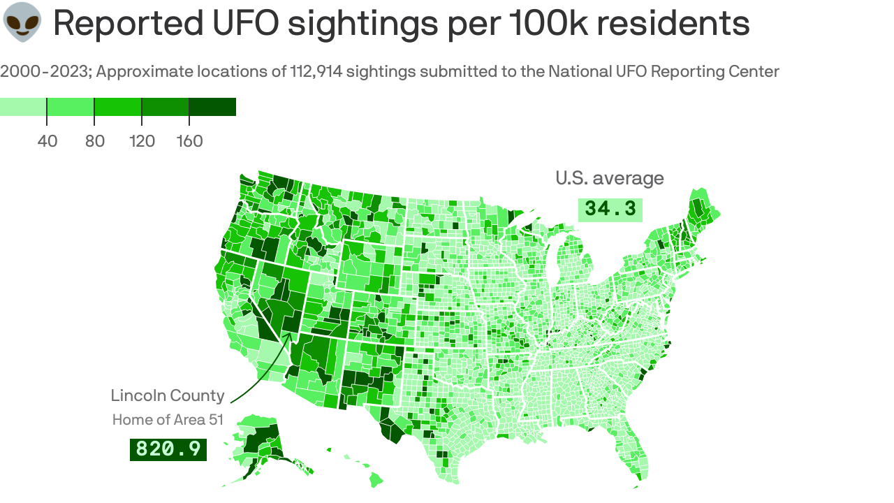 Map du jour: UFO sightings - Axios Indianapolis