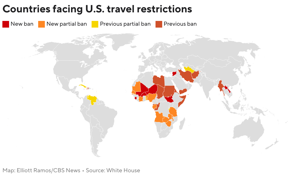 Trump doubles number of countries facing travel bans or restrictions ...