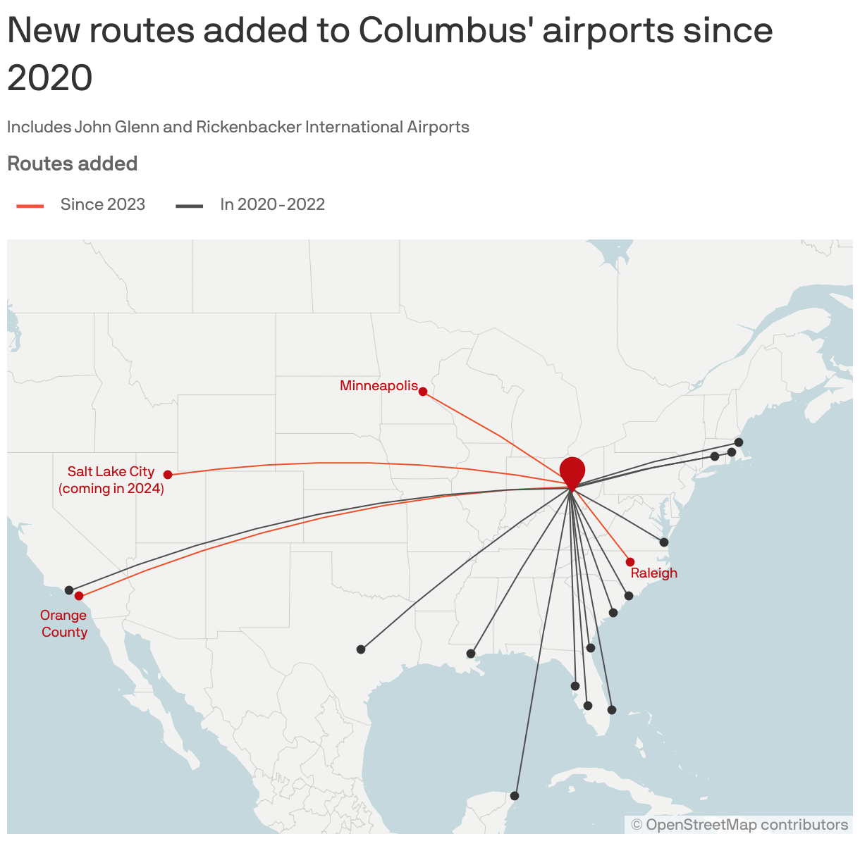 Here's where you can fly from Columbus, Ohio - Axios Columbus