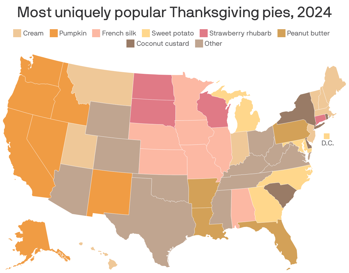Map: Most popular Thanksgiving pies by state