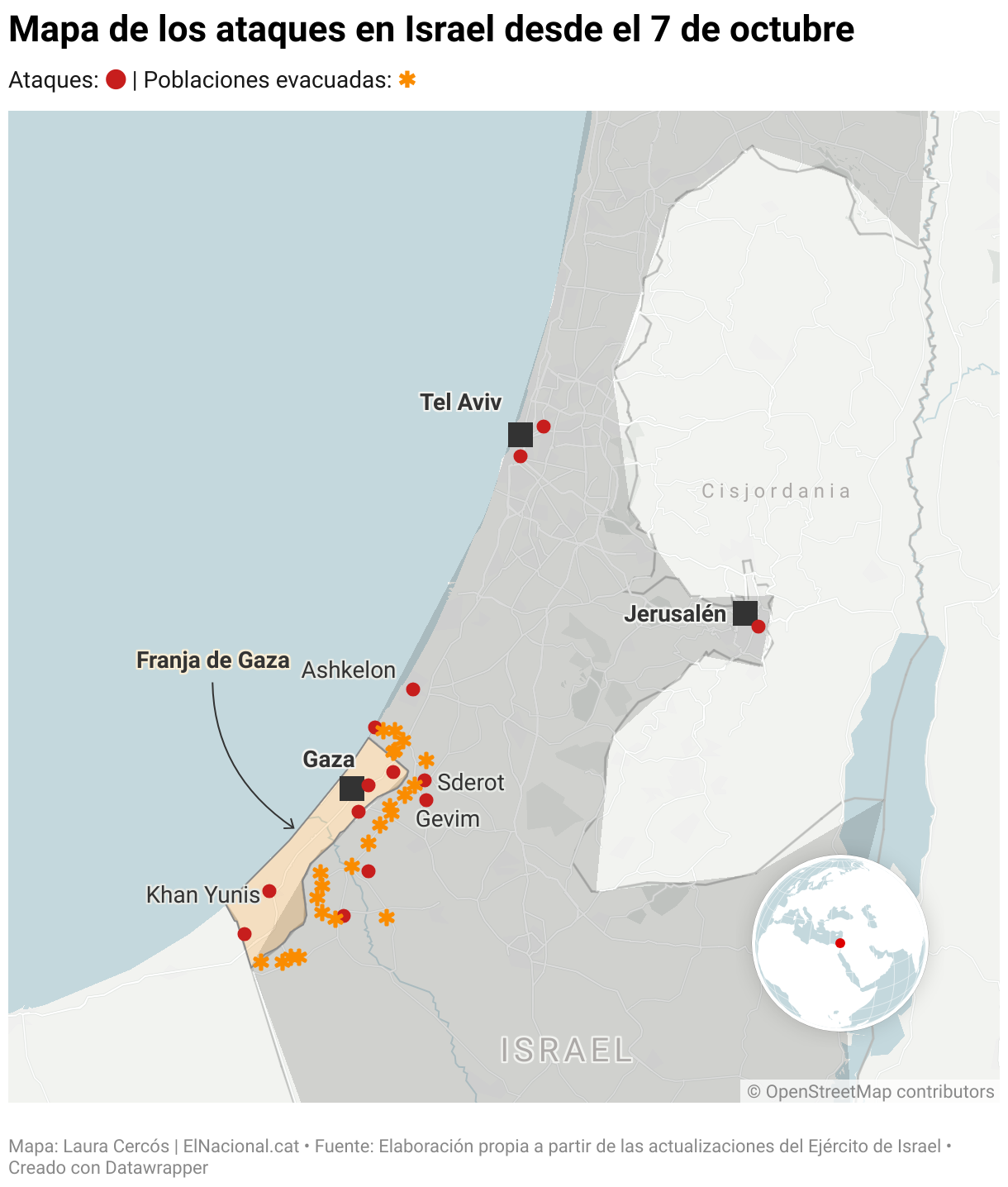 Mapa de la guerra entre Israel y Palestina: últimos ataques y ...